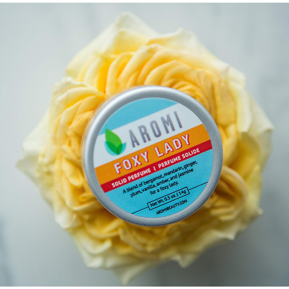 Aromi Solid Perfume | Floral Fragrance – Vegan & Cruelty-free Scent, Travel-Sized, Women’s Stocking Stuffer – Jasmine, Vanilla, Honeysuckle, Mandarin (Foxy Lady)