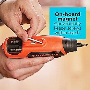 BLACK+DECKER 4V MAX Cordless Screwdriver with Bit Storage, 180 RPM, Battery Included (BDCS50C)