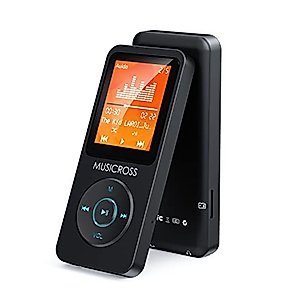 MP3 Player with Bluetooth 5.2,MUSICROSS Portable Music MP3 MP4 Player,Build-in HD Speaker/Photo/Video Play/FM Radio/Voice Recorder/E-Book,Supports up to 128GB,Black(No Micro SD Card Included)