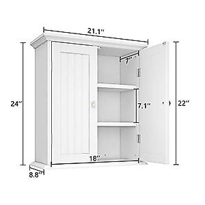 ChooChoo Bathroom Wall Cabinet, Over The Toilet Space Saver Storage Cabinet, Medicine Cabinet with 2 Door and Adjustable Shelves, Cupboard