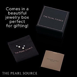 THE PEARL SOURCE 7.0-7.5mm White Japanese Akoya Real Pearl Earrings for Women - 14k Gold Stud Pearl Earrings | Hypoallergenic Earrings with Genuine Cultured Pearls