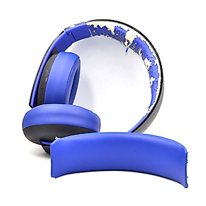 Defean Earpad Repair Parts Suit Replacement Ear Pad and Headband Pad Compatible with Sony ps3 ps4 Gold Wireless CECHYA-0083 Stereo 7.1 Headphone (Black Ear Pads+Blue Headband)