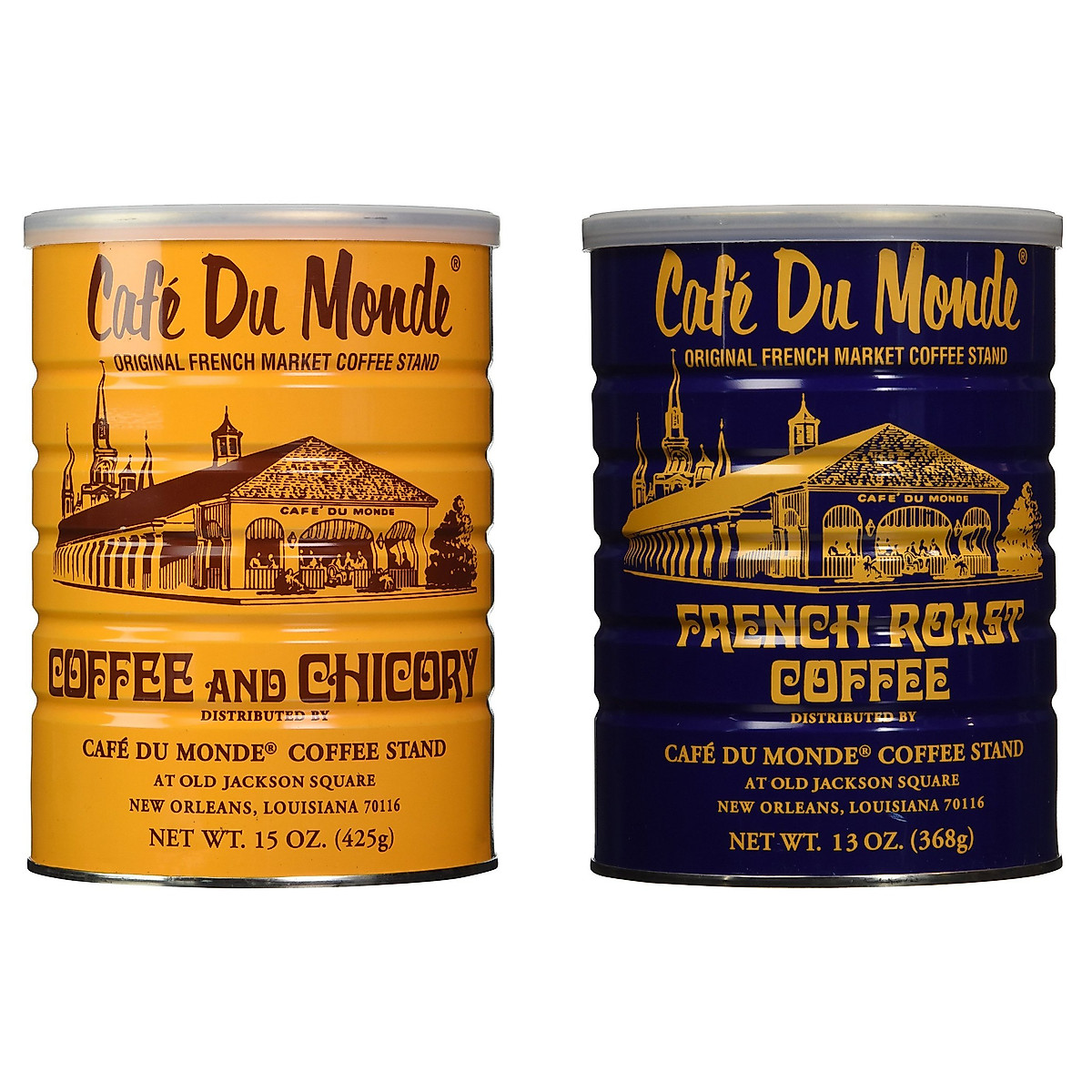 Cafe Du Monde Coffee and Chickory and French Roast Bundle. New Orleans Coffee Bundle Includes One 15 ounce Original Coffee And One 13 Ounce