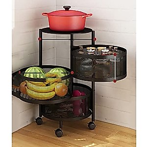 SLNFXC Multi-Layer Kitchen Storage Rack Rotating Basket cart Vegetable and Fruit Rack Kitchen Bathroom Storage Rack (Color : D, Size : 60cm*30cm)