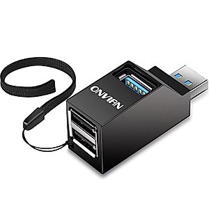ONVIAN 3 Port USB Hub High-Speed Splitter Plug and Play Bus Powered, Black