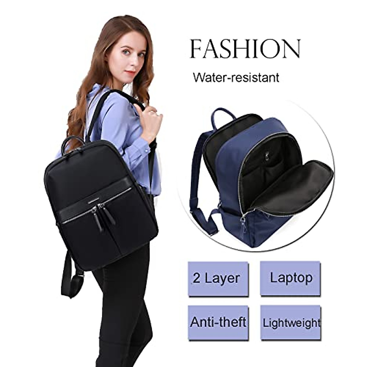 Shaelyka Laptop Backpack for Women, Water-resistant Backpack with Anti-theft Pocket Medium