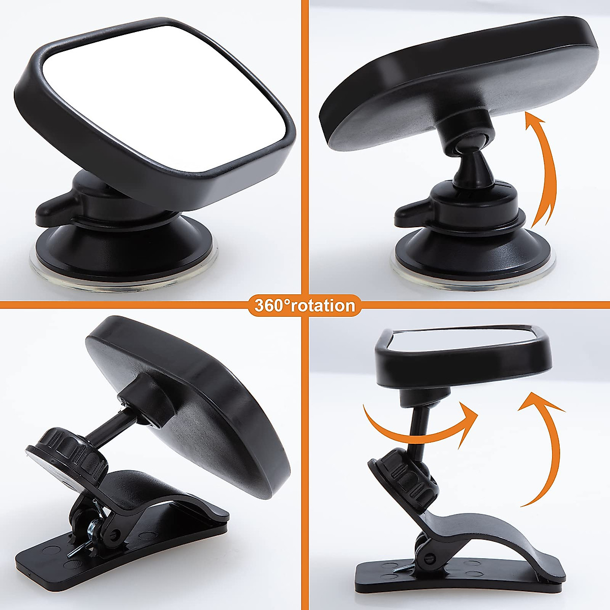 ONLYFU Baby Car Mirror Car Seat Mirror Rear Facing Infant Child Acrylic Baby View Mirror 360 Degree Adjustable Baby Car Back Seat Mirror Child Car Observation Mirror (Black)