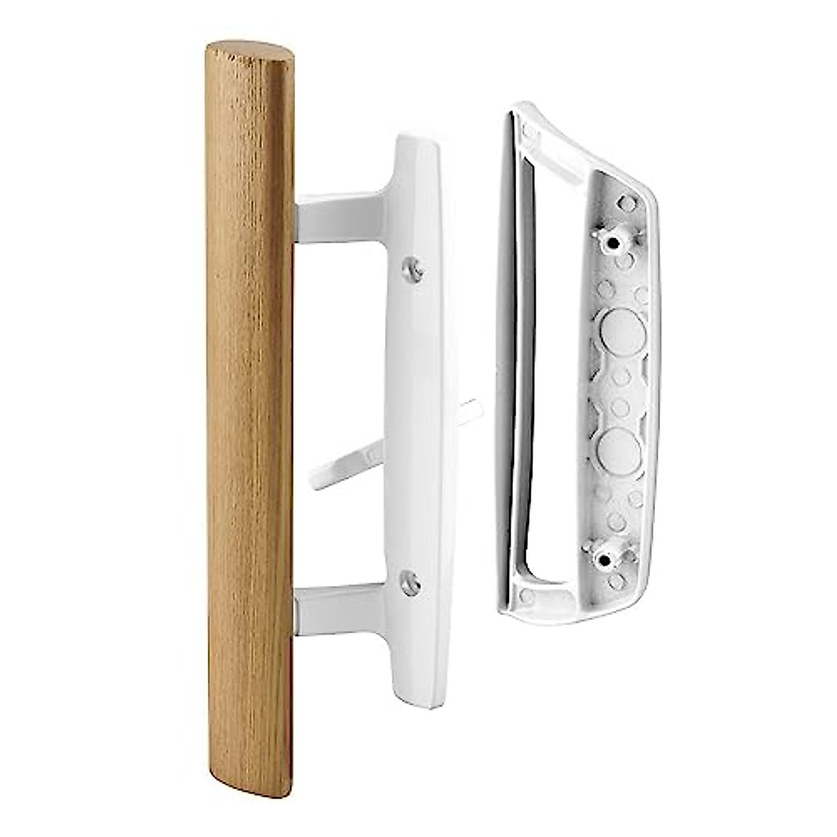 Wood Sliding Patio Door Handle Set Mortise/Hook Style Reversible Handle Sliding Glass Set, Non-keyed with Latch Locks (White)