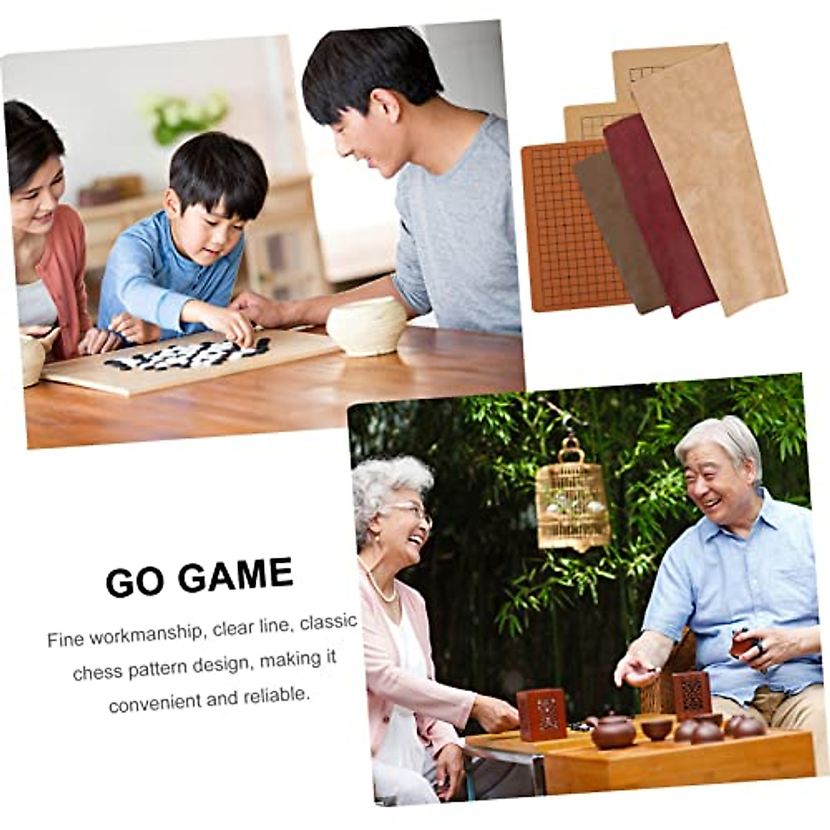 SAFIGLE 9 Pcs Go Board Travel Chess Set Travel Chess Board Portable Chess Board Roll-up Chess Board Folding Chess Chinese Chess Board Chessboard Plaything Go Boards Leather Go Board Mini