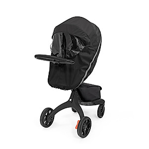 Stokke Xplory X Rain Cover, Black - Keep Baby Dry - Easy to Use, Transport & Store - Integrated Ventilation, Large Window & Safety Reflectors - Made from Water-Repellent Fabrics