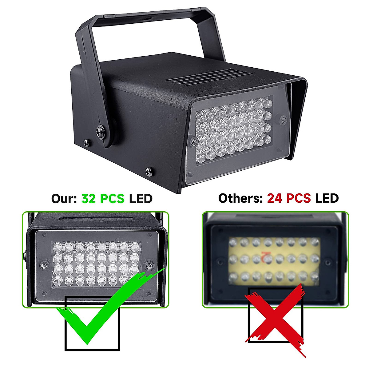 2Pack 32Led Strobe Light Strobes Lights for Halloween Mini Strobe Light Halloween Strobe Lights for Room Strobe Party Light Flashing Lights for Party