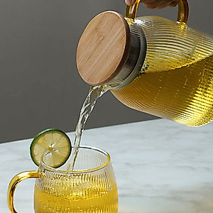 Glass Water Pitcher Wood Lid Replacement Cold Drink Jug Covers Carafe Stainless Steel Lids Beverage Jar Cover for Summer Water Bottle Supply