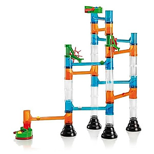Quercetti Transparent Marble Run - 45 Piece Basic Building Set - Classic Construction Toy Perfect for Beginners Ages 4 and Up (Made in Italy)