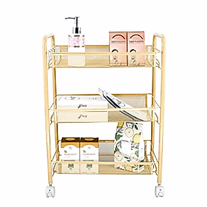 TBGFPO Kitchen Bathroom Bathroom Shelving Trolley with Wheel Three-Layer Storage Rack with Hook Trolley (Color : D, Size : As Shown)