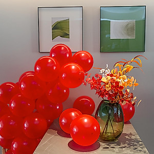 100pcs Red Balloons, 12 inch Red Latex Party Balloons Helium Quality for Like Birthday Party,Wedding, Anniversary, Christmas or Vanlentine's Party Decoration (with Red Ribbon)…