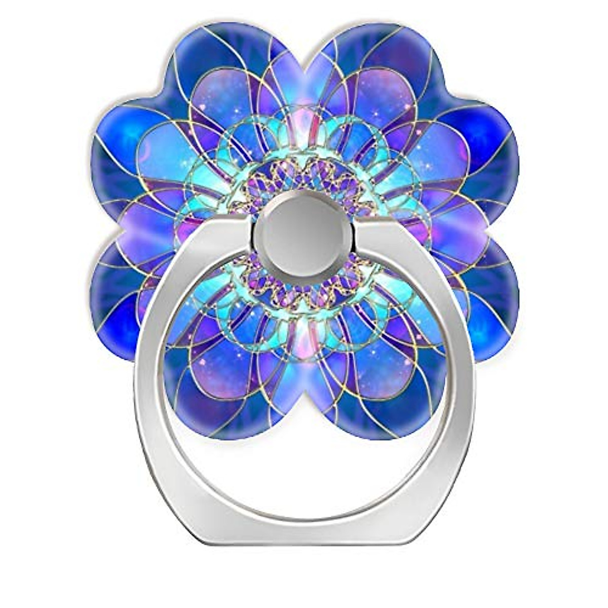 Cell Phone Ring Holder Cellphone Finger Stand 360 Degree Rotation Work for Smartphone Tablet-Vintage Design Blue Mandala