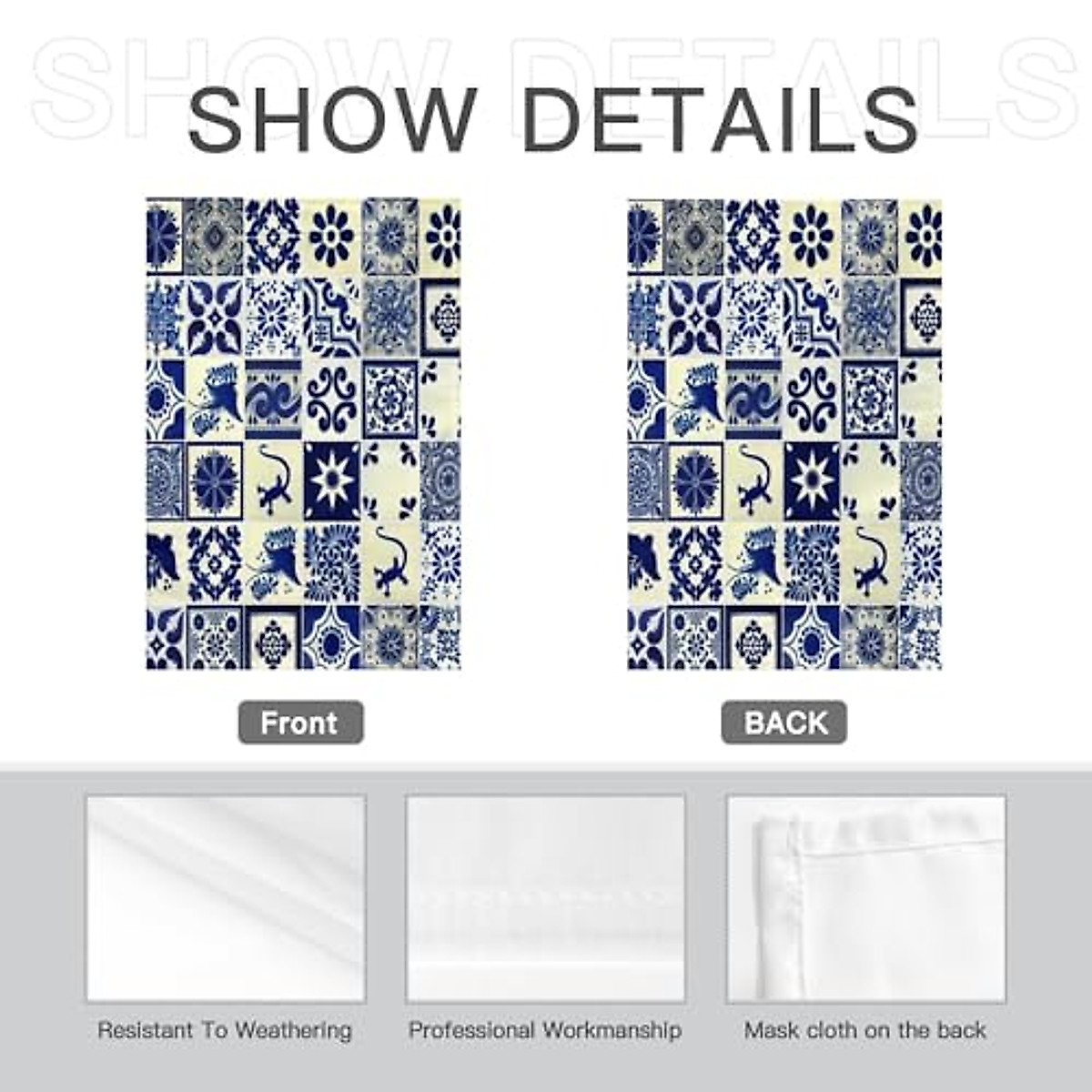 Double-sided garden flag Mexican Talavera Ceramic Tile Pattern Ethnic Folk Outdoor Flag Garden Flag Yard Outdoor Decoration （12×18in）.