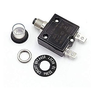 smseace 30Amp Electric Button Breaker 125/250VAC,Thermal Overload Protector L1 Series with Manual Reset, Waterproof Button Cap L1-30A
