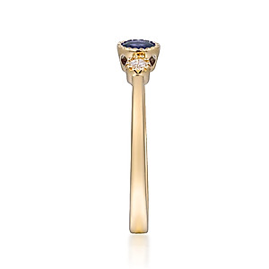 Gin & Grace 10K Yellow Gold Genuine Blue Sapphire and Natural Diamond (I1) Ring for Women.