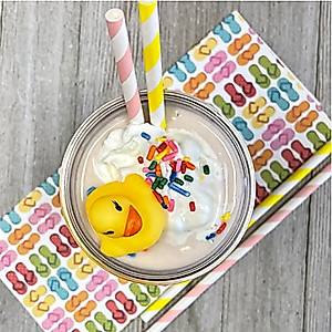 Striped Paper Straws - Light Blush Pink Yellow White - 7.75 Inches - Pack of 50 Outside the Box Papers Brand