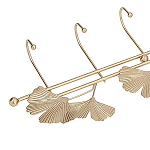 Wall Hooks, European Style Ginkgo Biloba Leaf Self Adhesive Hats Hooks, Metal Wall Mounted Hanging Coat Rack for Bathroom Kitchen
