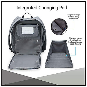 Baby Brezza Ultimate Changing Station Baby Diaper Bag Backpack - Extra Large Capacity Design with 17 Pockets, Perfect for 1 Baby or Twins, Grey