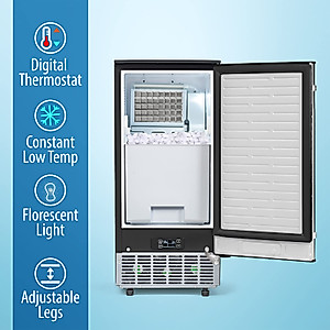 Deco Chef Under Counter Ice Maker, Makes 80lb Restaurant Quality Sheet Ice Cubes Per Day, Stores up to 24lbs, Automatic Drainage, Installation Kit Included