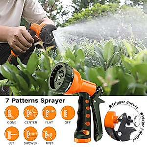 HomeyHoney EVA Recoil Garden Hose 50 ft, Coiled Boat Hose, Heavy Duty EVA coil Hose with Spray Nozzle and Brass Connectors for Outdoors, Yard, Boats, Car Washing