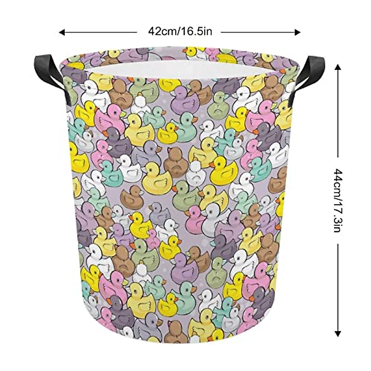 Colorful Baby Ducks Foldable Laundry Basket Waterproof Hamper Storage Bin Bag with Handle 16.5"x 16.5"x 17"