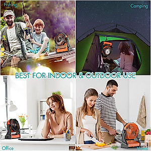 Camping Fan with LED Lantern, 10000mAh Rechargeable Battery Operated Outdoor Tent Fan with Light & Hook, 270° Pivot, 3 Speeds, Personal USB Desk Fan for Camping, Power Outage, Hurricane, Jobsite