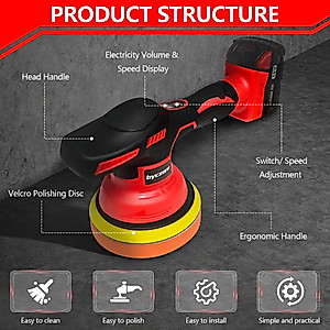 Cordless Car Buffer Polisher for Milwaukee 18V Battery, 6 Inch Portable Orbital Buffer Polisher Kit, 8 Variable Speed Car Polisher for Car Detailing/Polishing/Waxing (Battery Not Include)