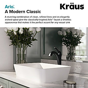 KRAUS KVF-1200ORB Arlo Single Handle Vessel Bathroom Faucet with Pop Up Drain, Oil Rubbed Bronze