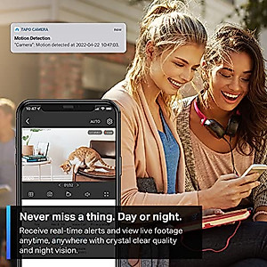 TP-Link Tapo 2K Indoor Security Camera for Baby Monitor, Dog Camera w/ Motion Detection, 2-Way Audio Siren, Night Vision, Cloud & SD Card Storage(Up to 256 GB), Works w/ Alexa & Google Home(Tapo C110)