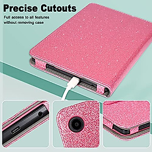 Caweet Case for TCL Tab 8 LE (Model: 9137W) 2023 Release, (𝐍𝐨𝐭 𝐅𝐢𝐭 𝐓𝐂𝐋 𝐓𝐚𝐛 𝟖 𝐌𝐨𝐝𝐞𝐥: 𝟗𝟎𝟑𝟖𝐒), Premium Leather Stand Cover with Magnetic Closure, Glitter Pink