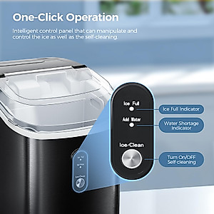Nugget Ice Maker Countertop with Handle, 35lbs/Day, Portable Ice Maker Counter top with Chewable Ice, One-Click Operation, Compact Design Crushed Pellet Ice Maker for Home/Kitchen/Office(Black)