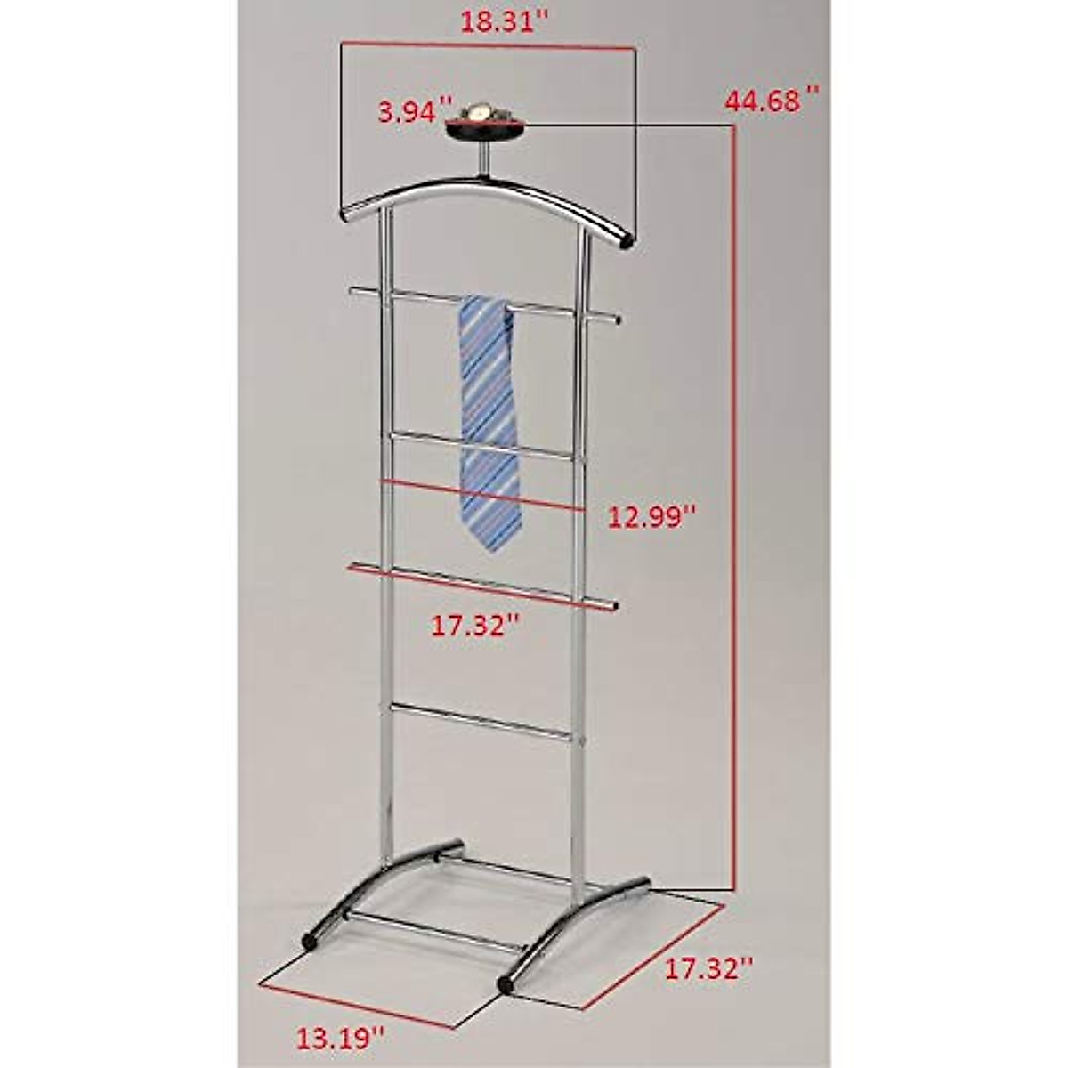 Pilaster Designs Modern Black Wood Carlsen Chrome Metal Clothes Organizer Rack, Suit Valet Stand