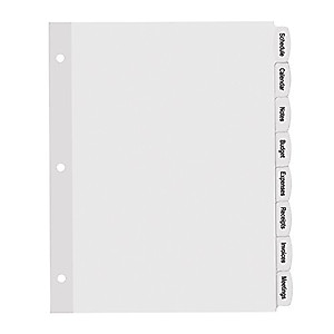 Avery Big Tab Printable White Label Dividers with Easy Peel, 8 Tabs, 20 Sets (14435)