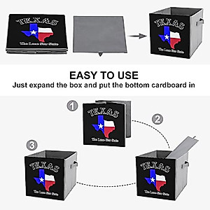 Texas, The Lone Star State Collapsible Storage Bins Basics Folding Fabric Storage Cubes Organizer Boxes with Handles
