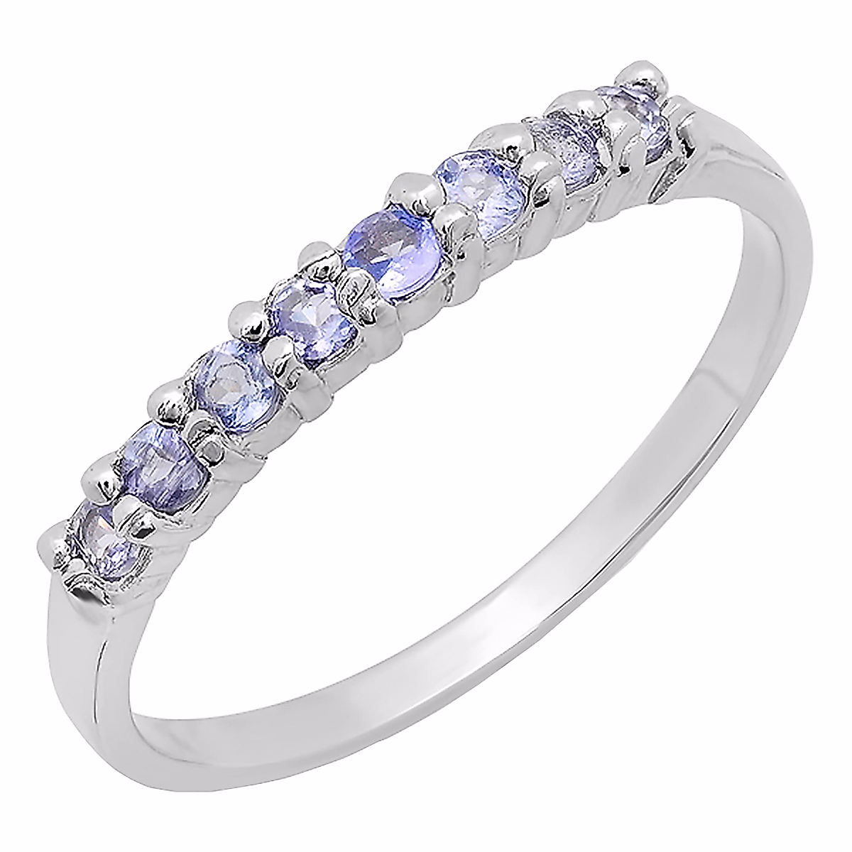 Dazzlingrock Collection 0.30 Carat (ctw) Sterling Silver Round Cut Tanzanite Ladies Wedding Band Ring 1/3 CT, Size 9