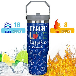 soeufnwhf Teacher Tumbler Cup, 30oz Stainless Steel Travel Coffee Mug Cup, Best Teachers Gifts for Women Appreciation Gifts for Birthday, Appreciation Week, Back To School