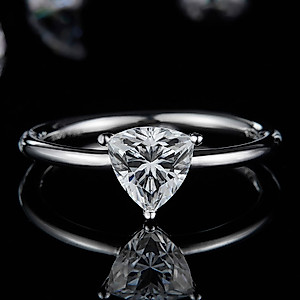 VIKI LYNN 1ct Moissanite Ring Triangle-cut Sterling Silver Wedding Engagement Anniversary Thin Band Ring for Women