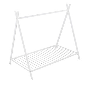 Bellemave Floor Bed Twin Size for Kids, Metal Montessori Floor Bed, Twin House Bed for Kids Girls Boys, Tent Bed, Twin,White