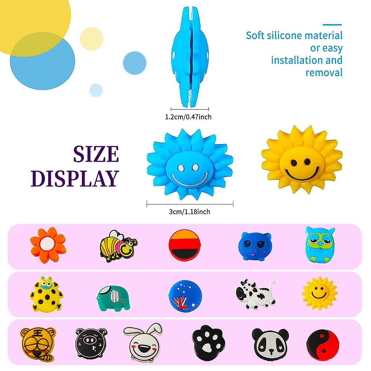 Chalyna 25 Pieces Tennis Racket Vibration Dampeners Silicone Tennis Dampeners Cartoon Vibration Dampeners for Tennis Racket Racquetball