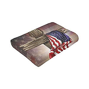 Gaotaju Flannel Fleece Blanket 80"X60" ，Stand for The Flag Kneel for The Cross Bed Throw Blanket Quality Ultra-Soft Travel Winter Blankets for Adult Keep Warm