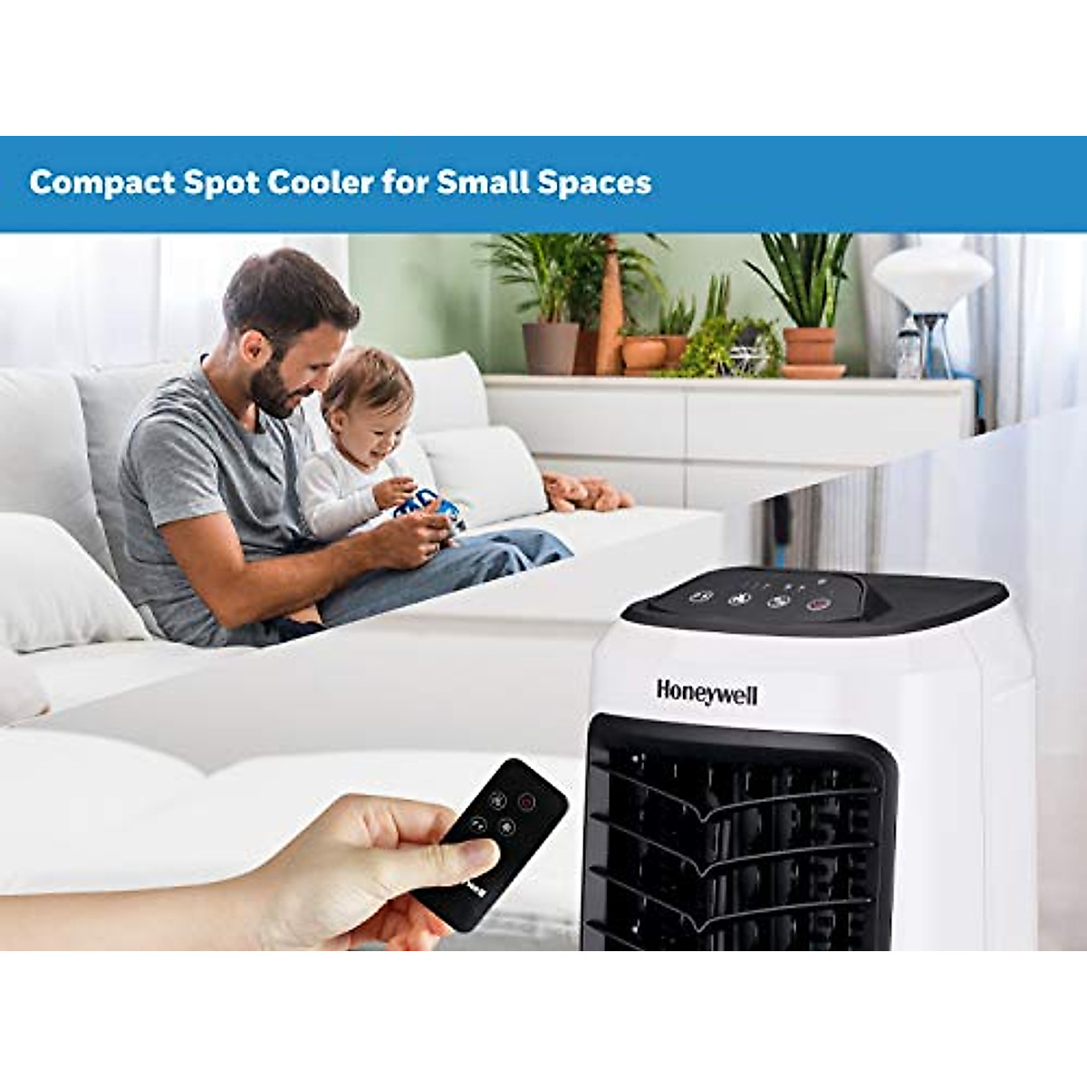Honeywell 194 CFM Compact Spot Fan & Humidifier, Indoor Portable Evaporative Air Cooler, (White)