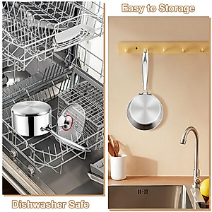 TeamFar Saucepan with Lid, 1qt & 3qt Stainless Steel Tri-ply Sauce Milk pan Small Cooking Pot for Induction/Gas/Electric/Ceramic, Healthy & Heavy Duty, Ergonomic Handle & Dishwasher Safe – Set of 2