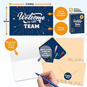 Decorably Work Cards with Envelopes & Stickers - 24 Pack Welcome To The Team Cards with Envelopes & Stickers, Blank Inside Welcome To The Team Card, 6x4in Welcome Cards for Employees, Welcome Card