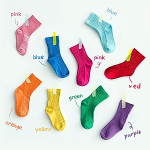 MINI PANDA Little Girl's Socks, Girls Socks Cute,girls Crew Socks 9 Pairs Pack (9 pairs-5, 9-12 Years)