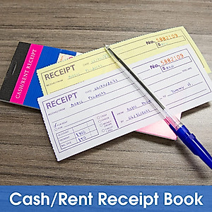 BAZIC Cash Money or Rent Receipt Book, 50 Sets 7 1/2" x 2 3/4" 2-Part Carbonless, White & Canary, Bound Wraparound Cover (50 Sets/Pack), 1-Pack