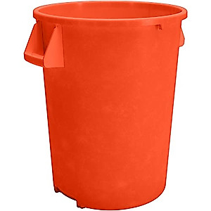Carlisle FoodService Products Bronco Orange 32 Gallon Round Waste Bin Trash Container - 84103224 - Pack of 4